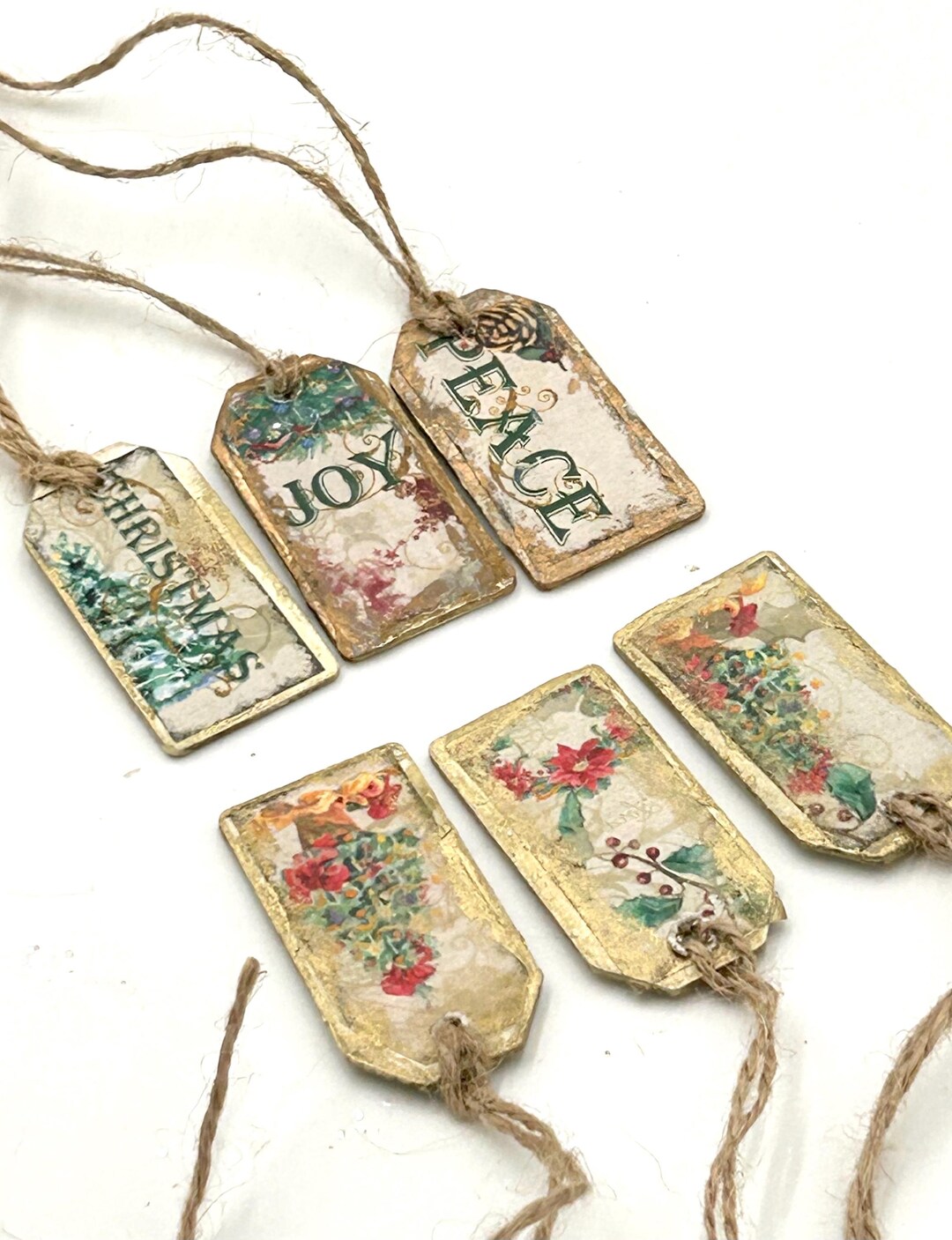 Set of Vintage Christmas Wooden Gift Tags. Eco Friendly, Reusable ...