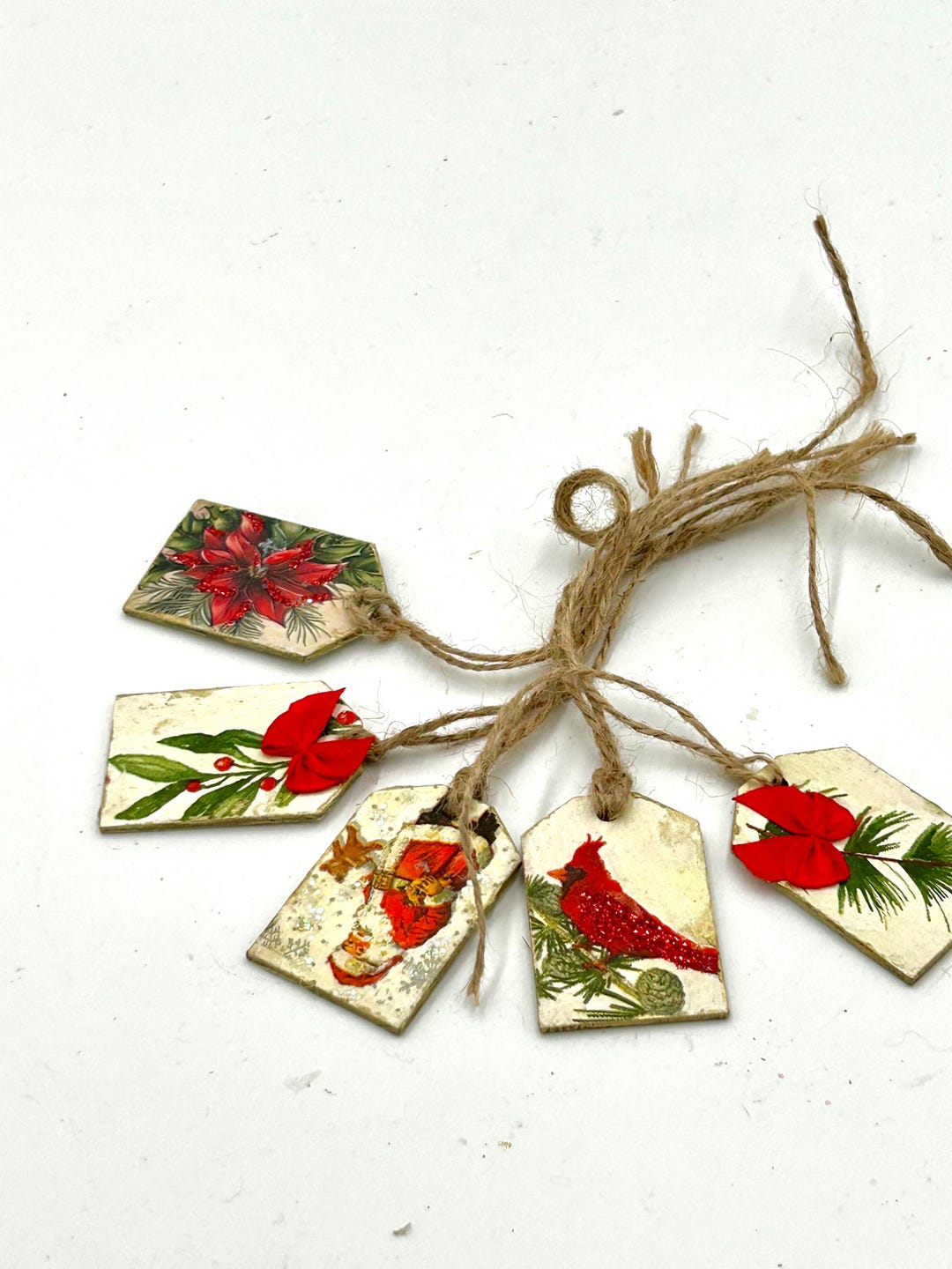 NEXT DAY SHIP Available! Red and White Christmas Gift Tag Set. Reusable ...