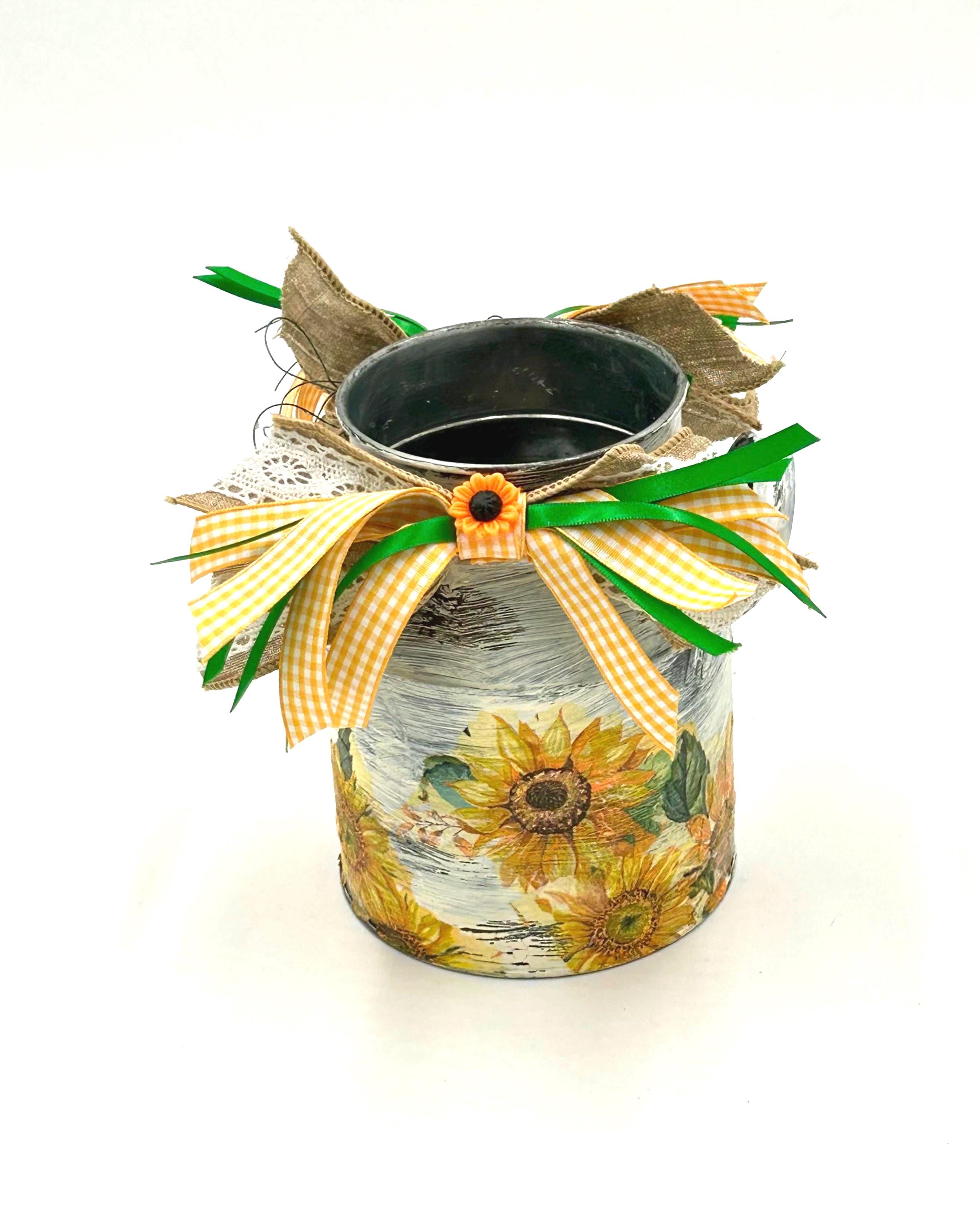 Sunflower Mini Milk Can. Rustic Floral Milk Can. Farmhouse Decor. - Etsy
