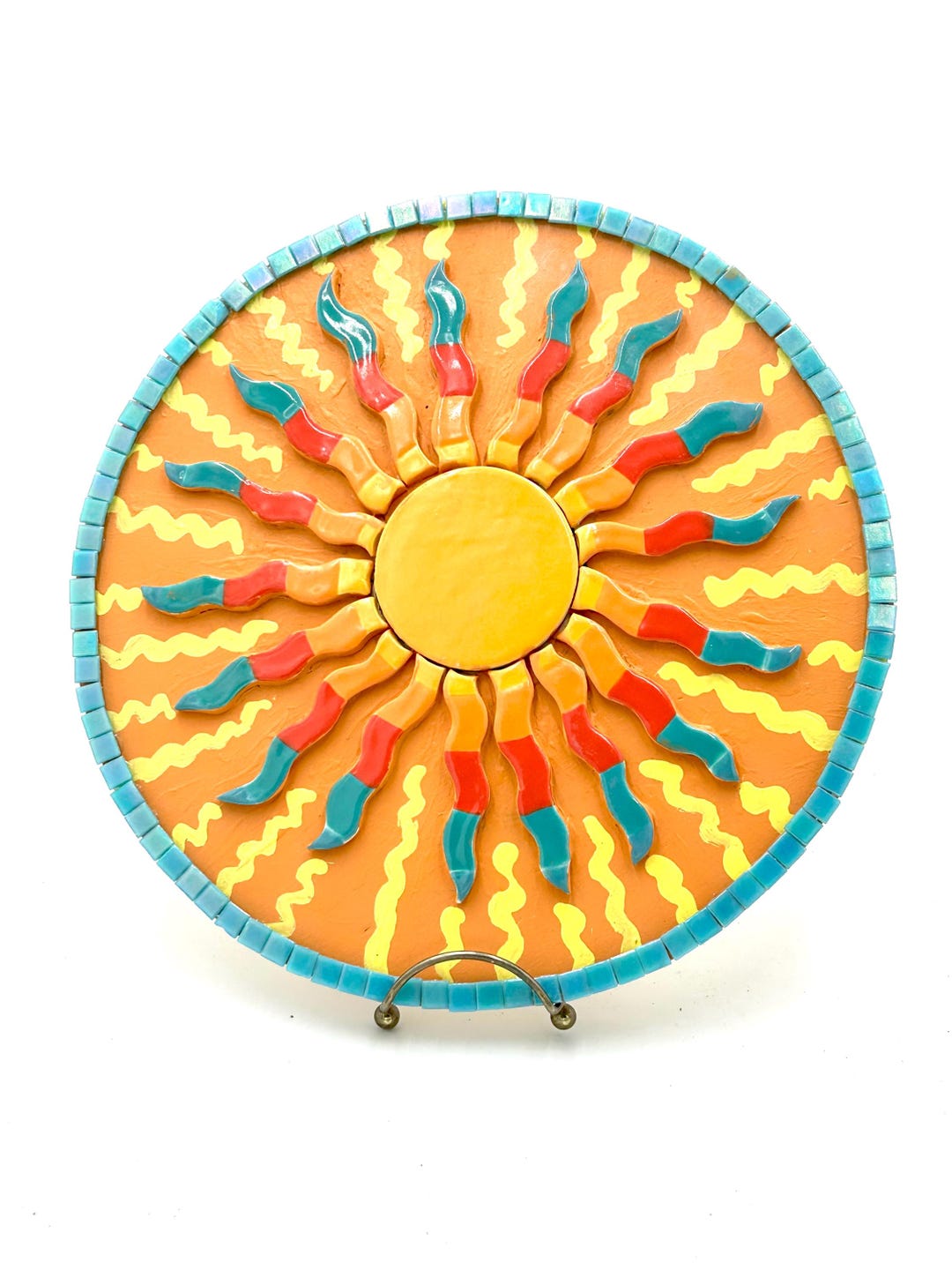 Southwestern Sun Disk Wall Art. One of a Kind Mixed Media Wall Hanging ...