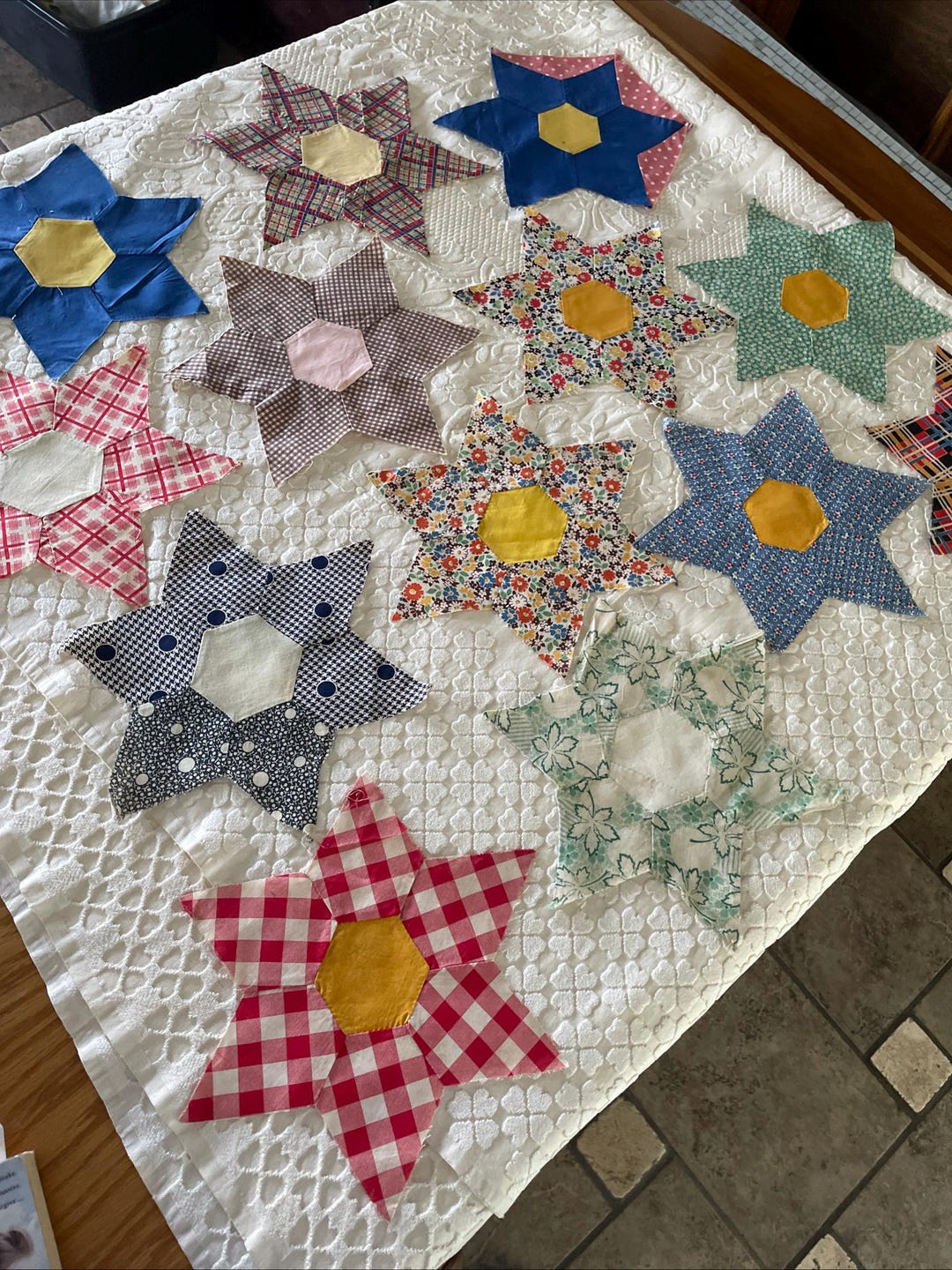 13 Vintage Hand Stitched 6 Point Star With Center Quilt Blocks - Etsy