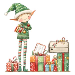 10 Whimsical Christmas Elf Clipart - Quirky Elf Clip Art Set (PNG/JPG ...