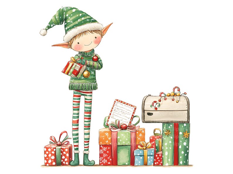 10 Whimsical Christmas Elf Clipart - Quirky Elf Clip Art Set (PNG/JPG ...