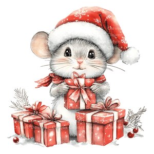 10 Christmas Mouse Clipart - Watercolor Holiday Mice PNG Bundle - Etsy ...
