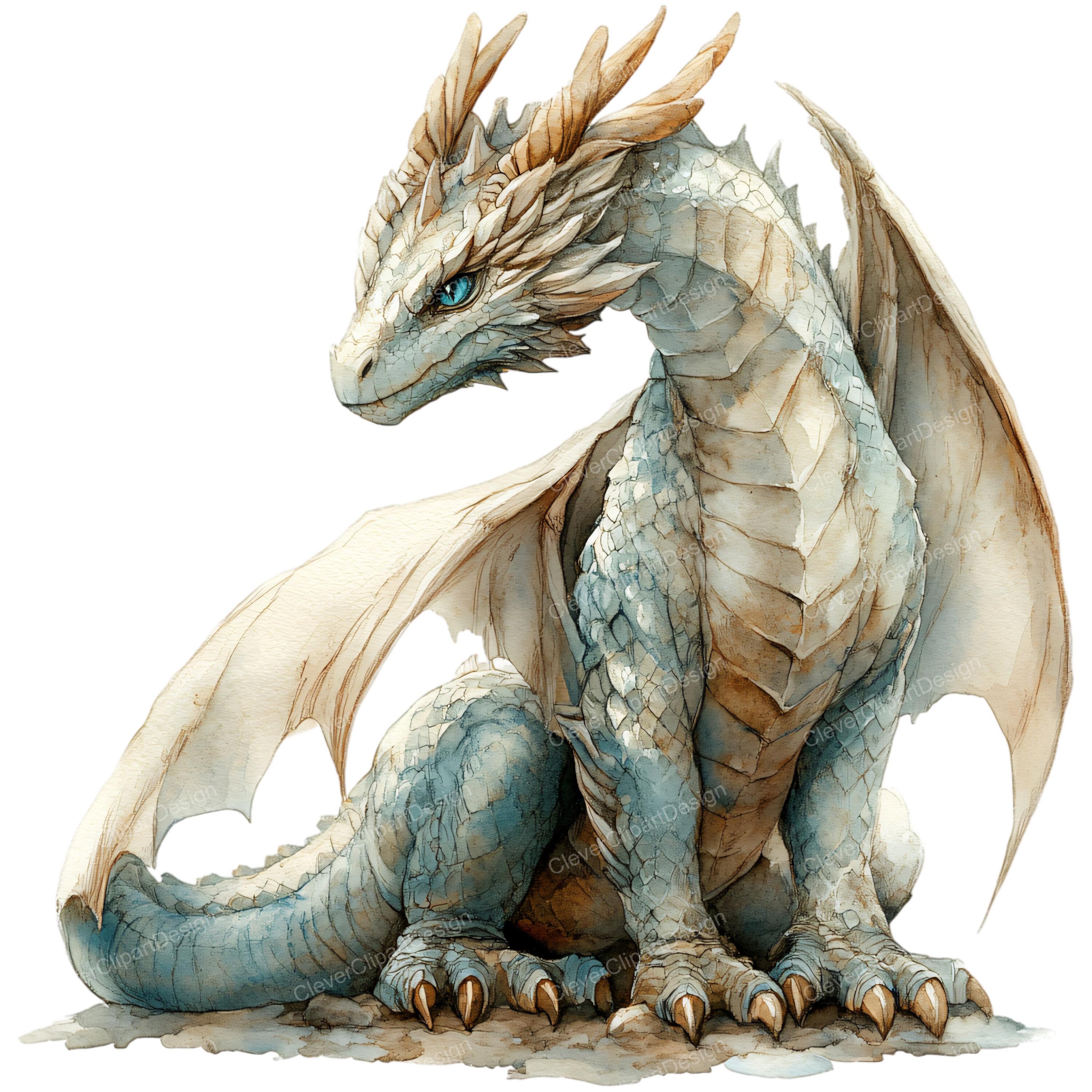 10 Medieval Dragon Clipart - Watercolor Fantasy Dragon Art (PNG/JPG ...
