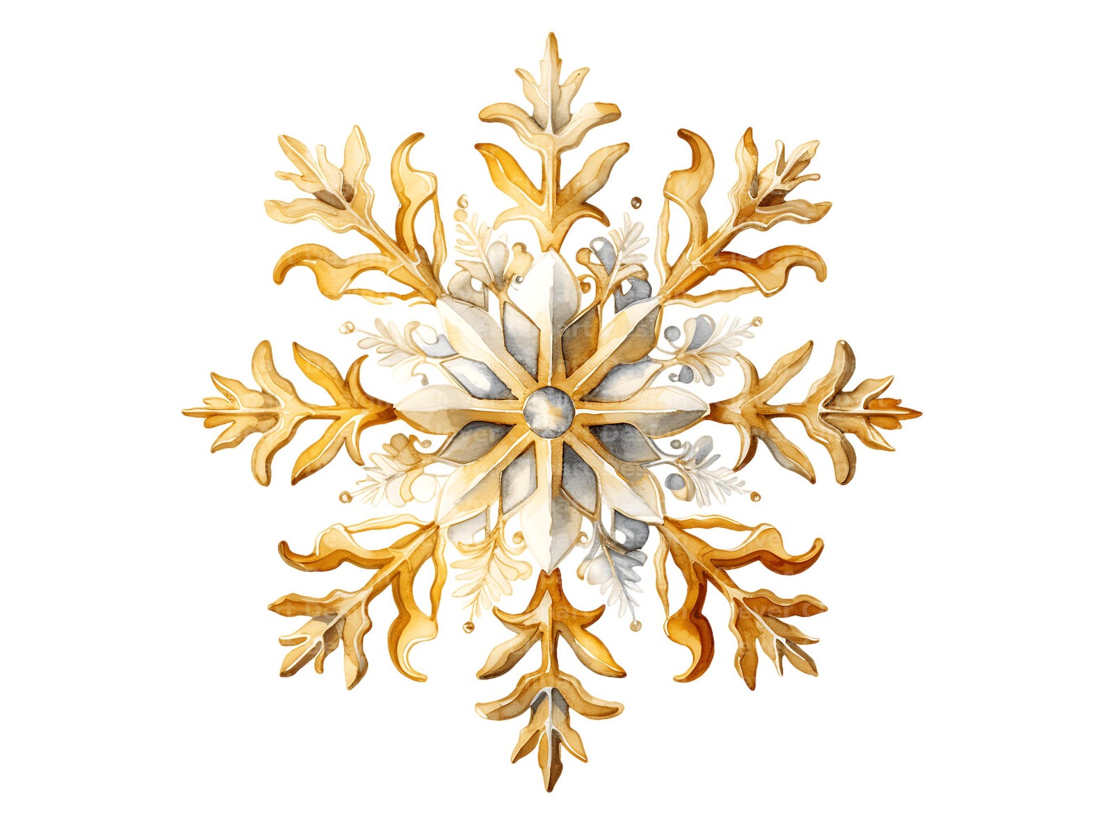 10 Golden Snowflake Clipart, Snowflakes PNG, Gold Snowflakes, Glitter ...