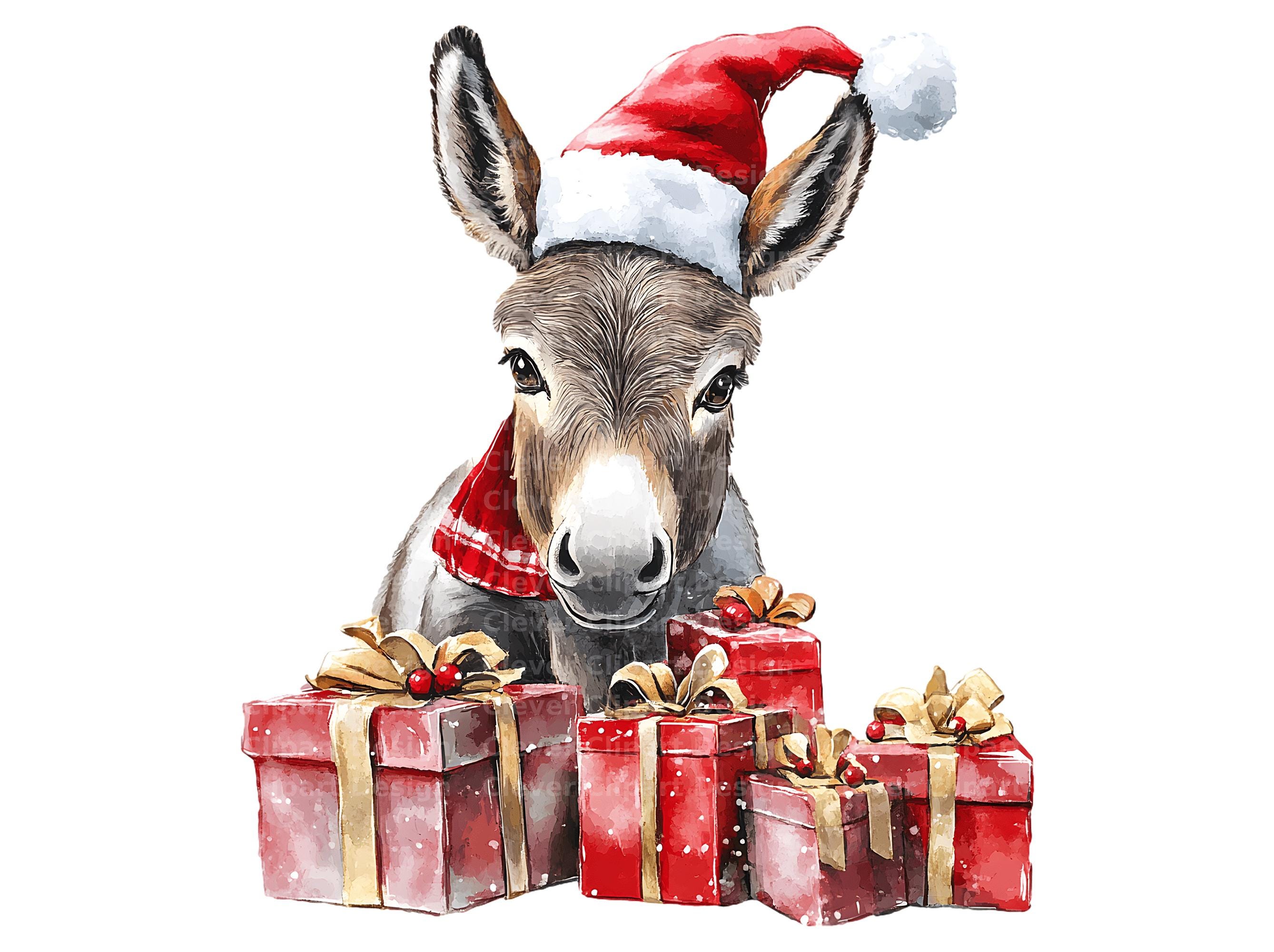 10 Christmas Donkey Clipart - Festive Donkey PNG Bundle - Etsy