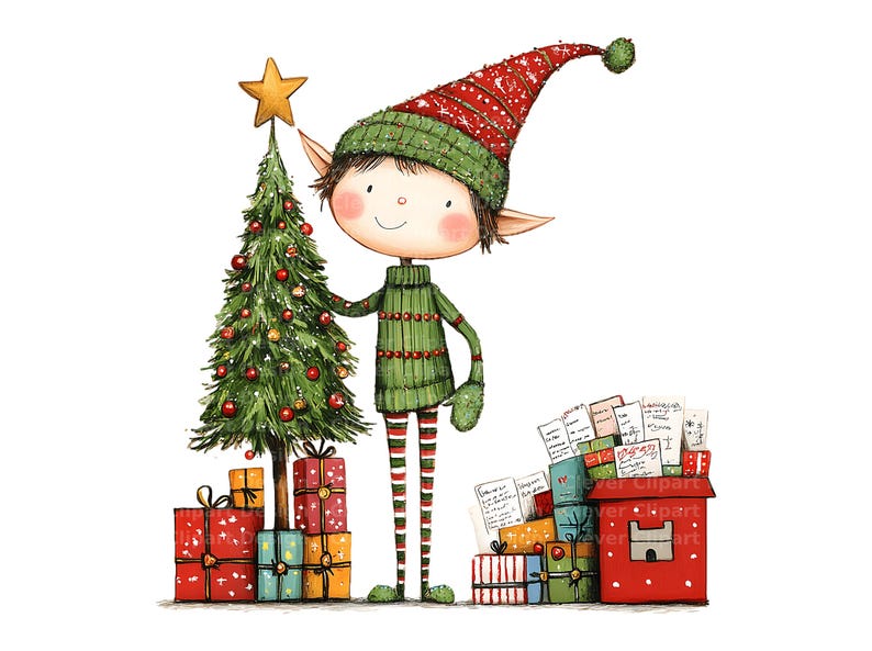 10 Whimsical Christmas Elf Clipart - Quirky Elf Clip Art Set (PNG/JPG ...