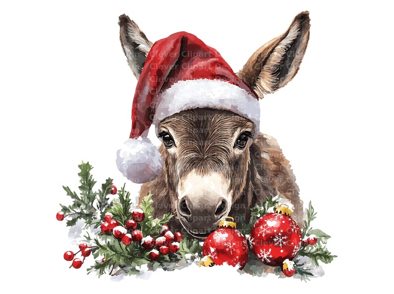 10 Christmas Donkey Clipart - Festive Donkey PNG Bundle - Etsy