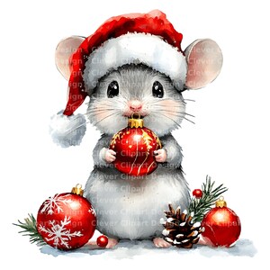 10 Christmas Mouse Clipart - Watercolor Holiday Mice PNG Bundle - Etsy ...