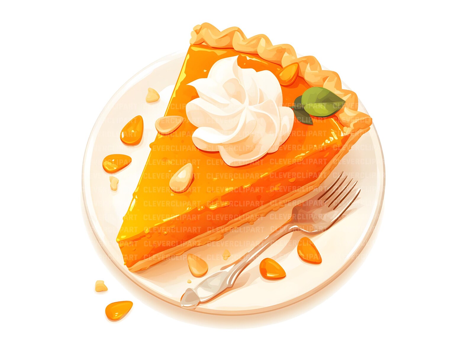 10 Pumpkin Pie Clipart - Watercolor Fall Dessert Slices, Thanksgiving ...