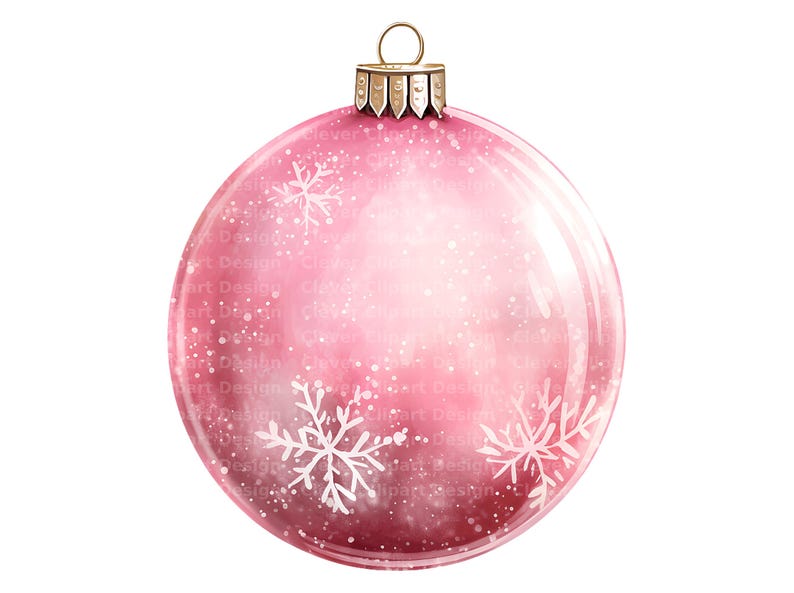 10 Vintage Christmas Bauble Clipart, Pink Bauble Clipart, Pink ...