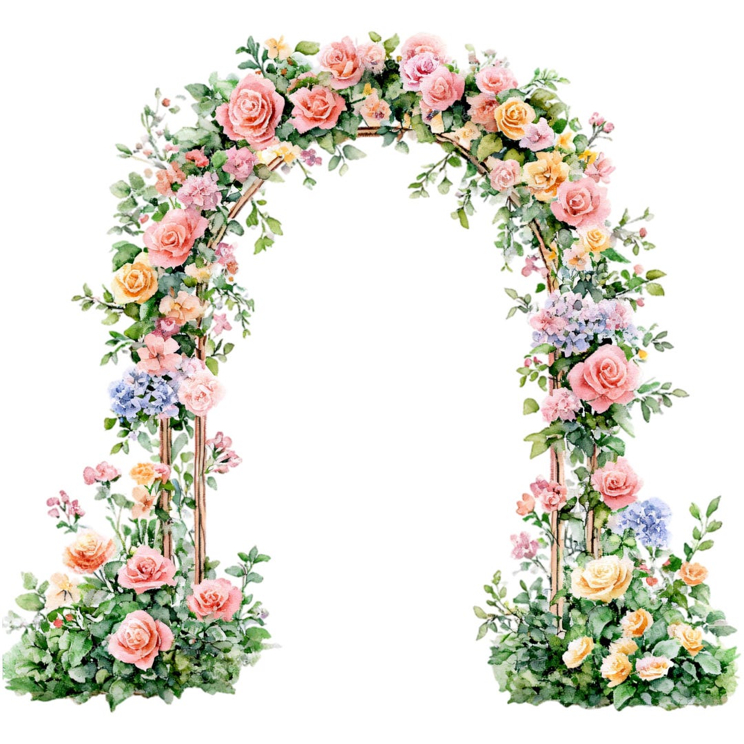 10 Floral Archway Clipart - Watercolor Wedding Arch With Flowers ...
