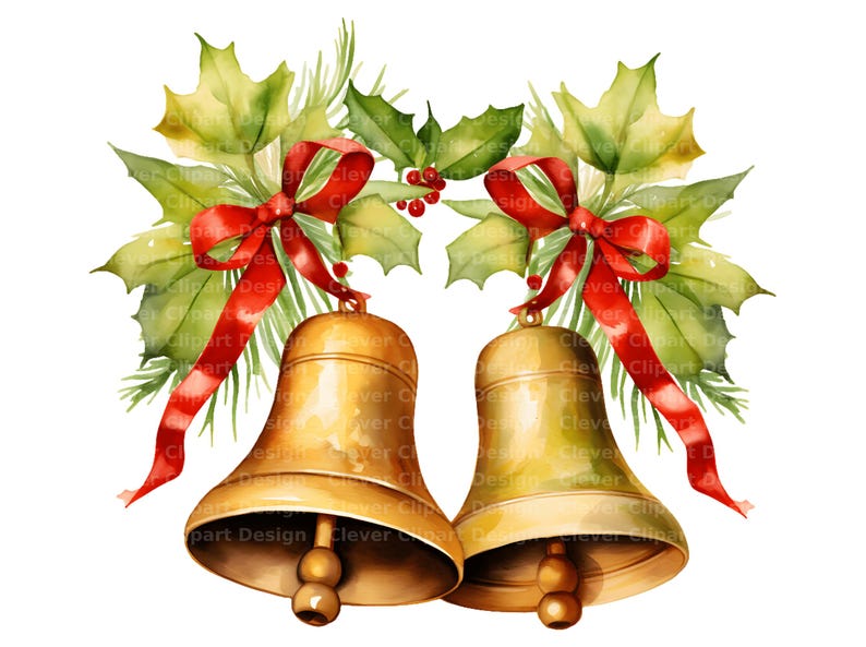 10 Christmas Bells Clipart, Golden Bells Clipart, Bells PNG, Bells ...