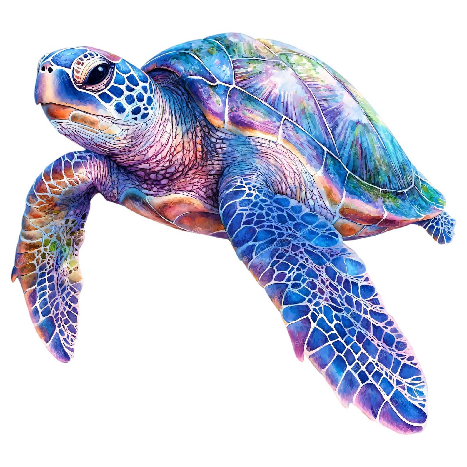 10 Watercolor Sea Turtle Clipart - Marine Life, Ocean Animal Art (PNG ...