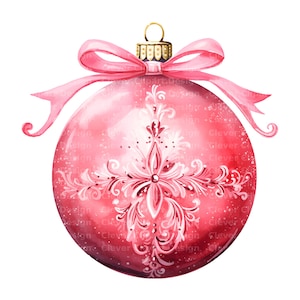 10 Vintage Christmas Bauble Clipart, Pink Bauble Clipart, Pink ...