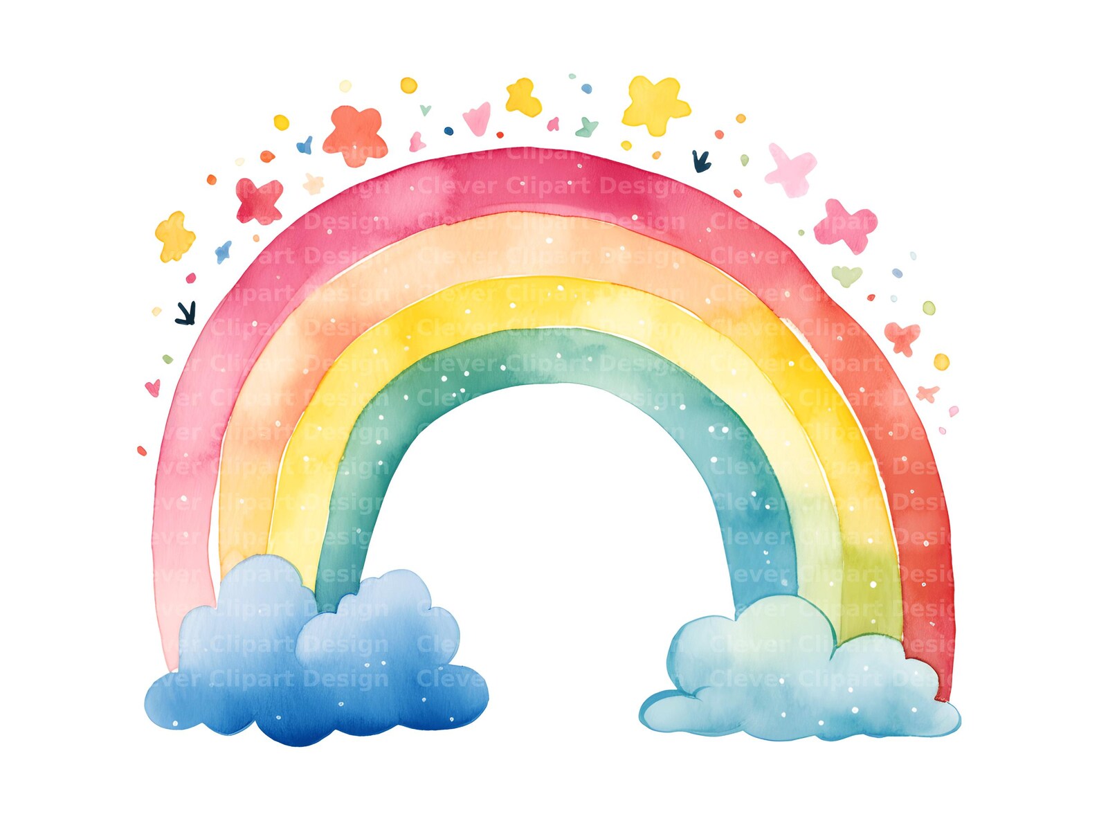 10 Cute Rainbow Clipart, Nursery Rainbow Art, Rainbow PNG Bundle ...