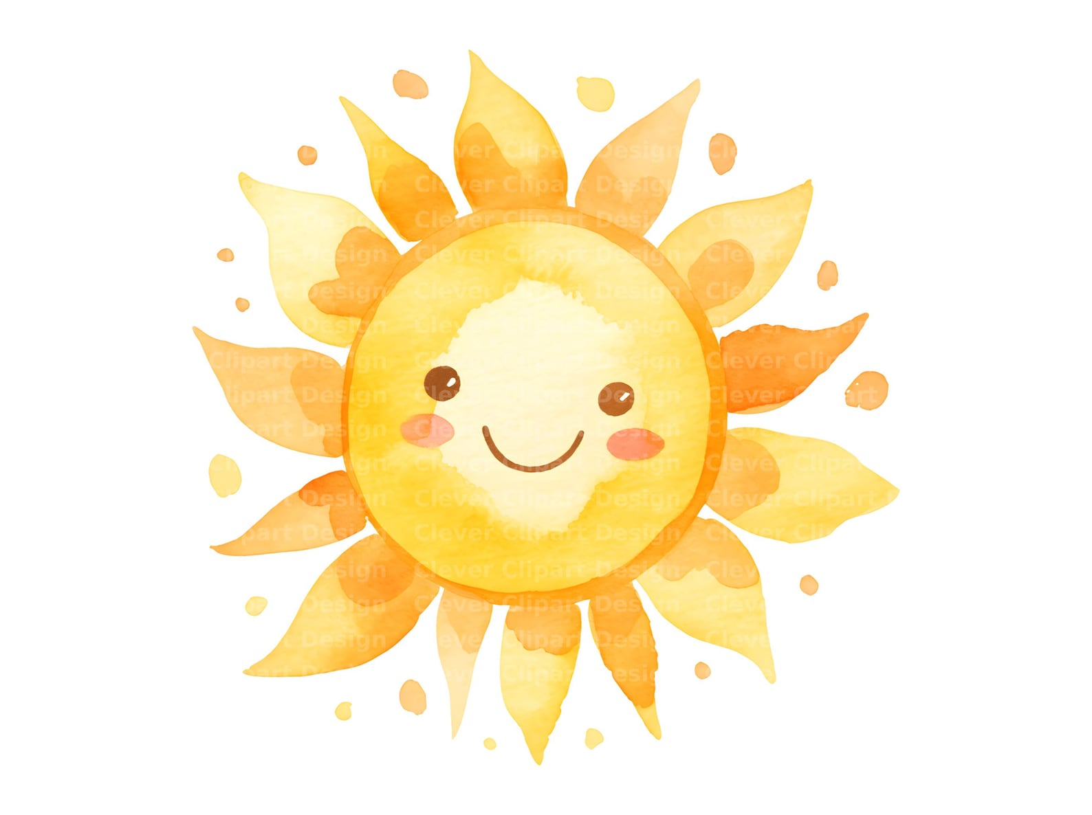 10 Sun Clipart - Smiling Sunshine, Watercolor Nursery, Kids Weather ...