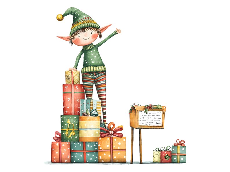 10 Whimsical Christmas Elf Clipart - Quirky Elf Clip Art Set (PNG/JPG ...