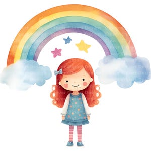 10 Rainbow Clipart - Watercolor Nursery Rainbows, Clouds & Flowers (PNG ...