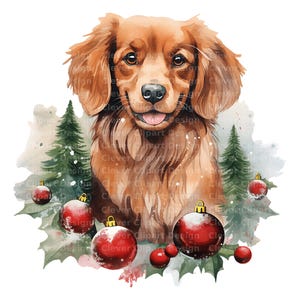 10 Christmas Dog Clipart - Watercolor Santa Hat Dog PNG Bundle - Etsy