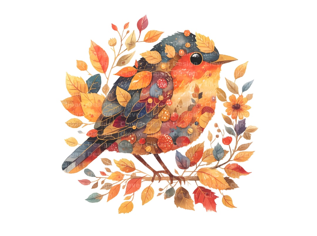 10 Autumn Bird Clipart, Fall Bird Clipart, Leaf Bird PNG, Bird PNG ...