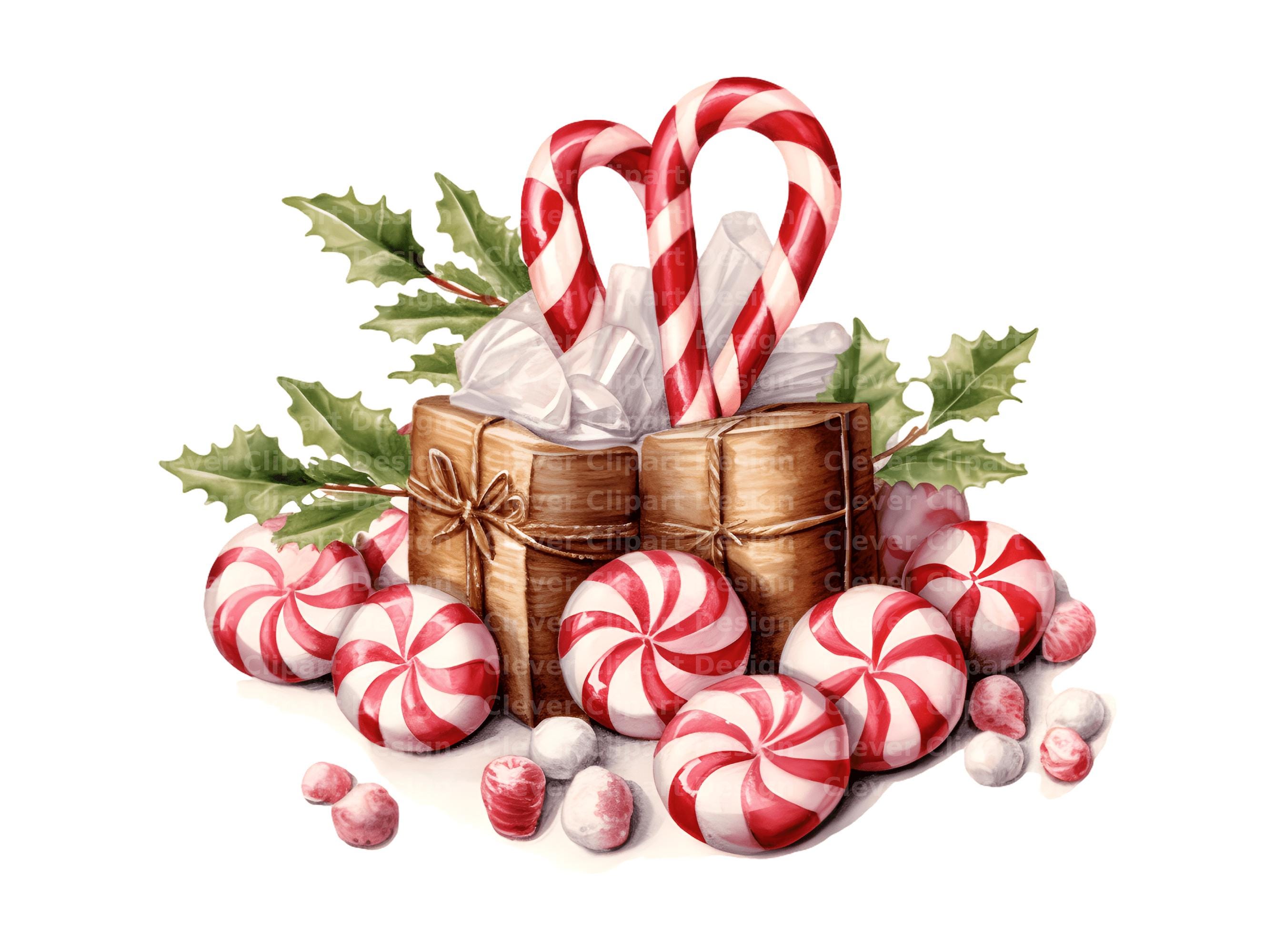 10 Candies Clipart, Christmas Candy Jar, Candies PNG Bundle, Christmas ...
