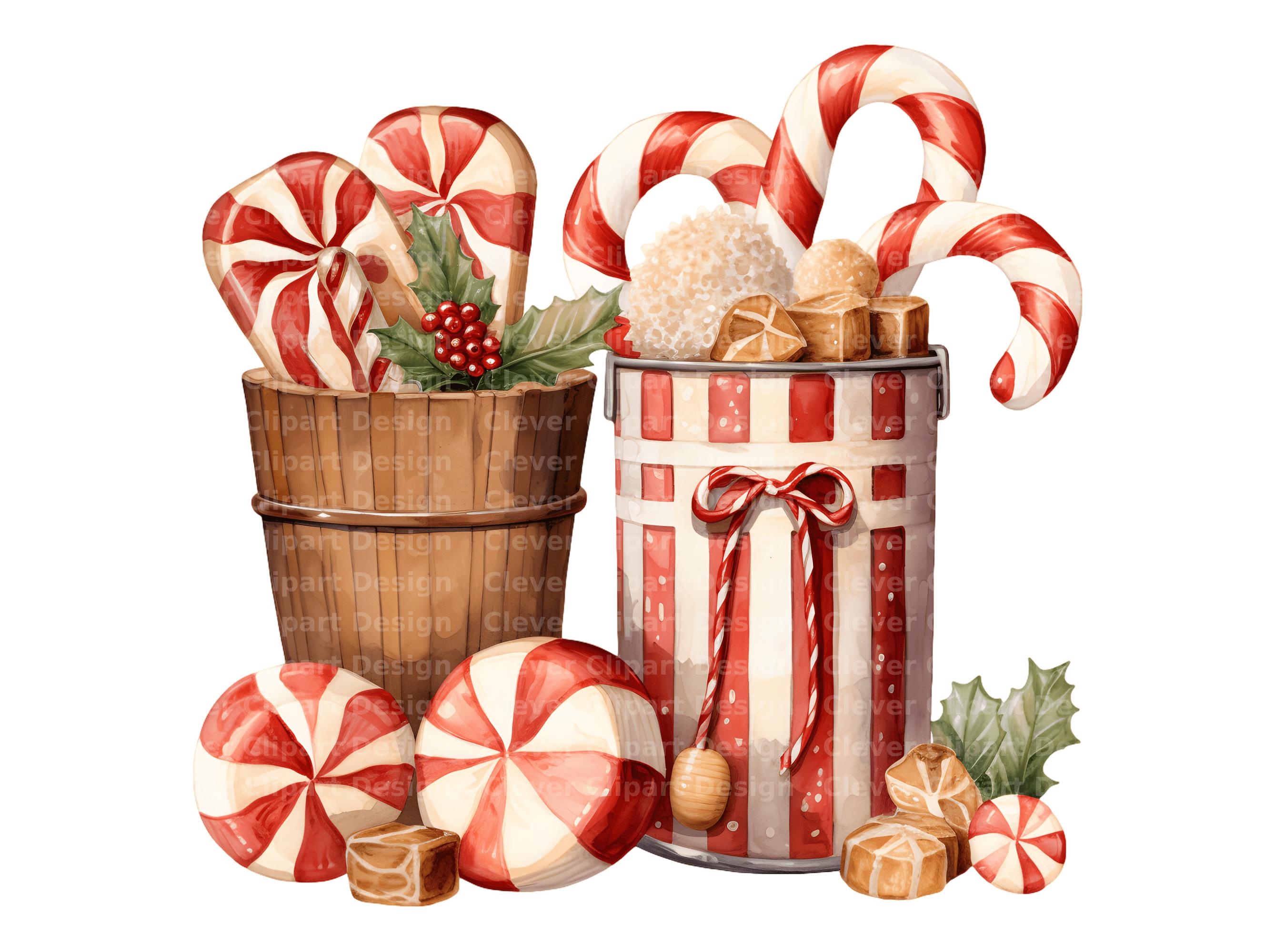 10 Candies Clipart, Christmas Candy Jar, Candies PNG Bundle, Christmas ...