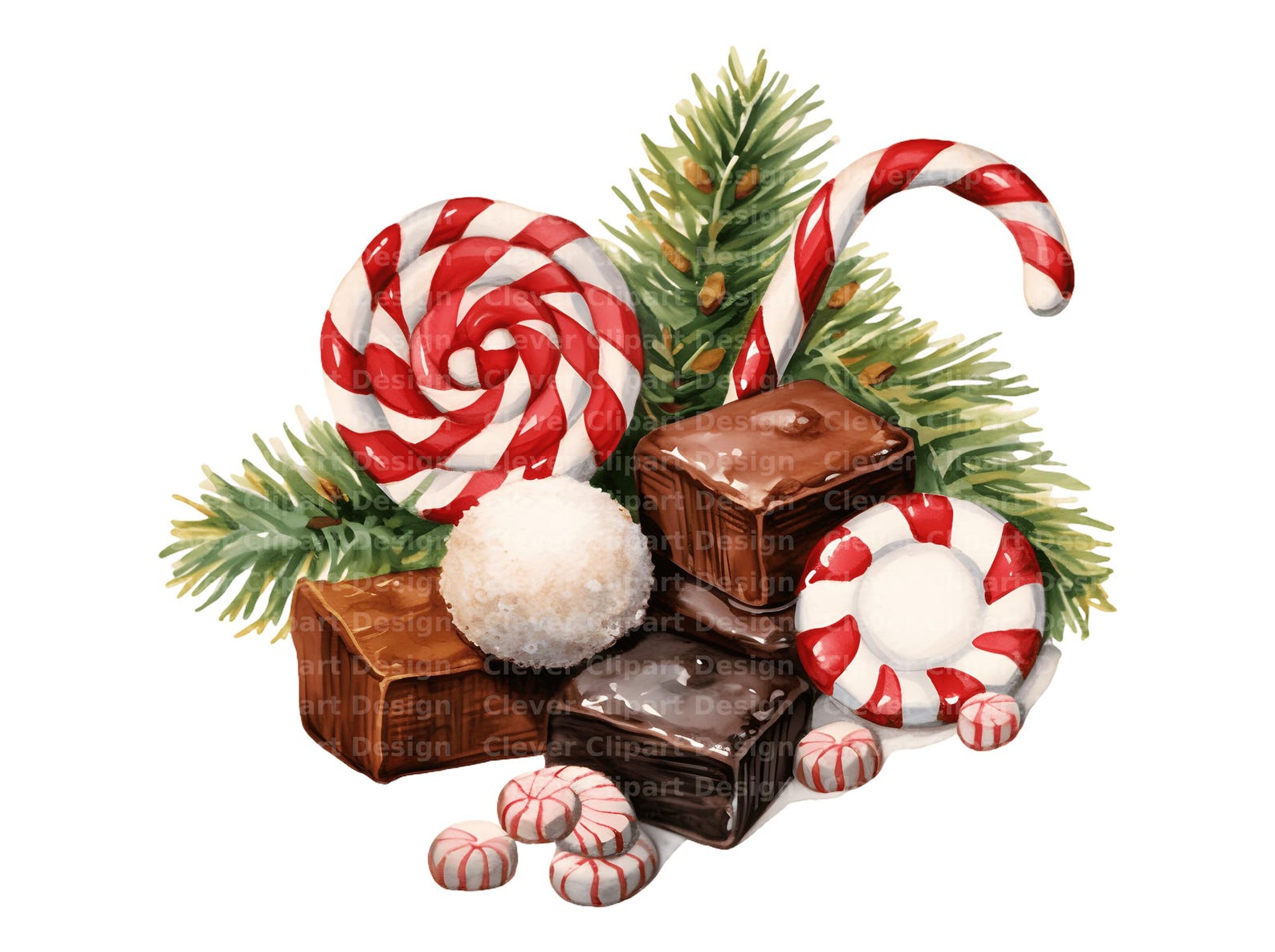 10 Candies Clipart, Christmas Candy Jar, Candies PNG Bundle, Christmas ...