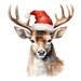 10 Christmas Deer Clipart, Deer With Santa Hat, Raindeer Clipart ...