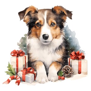 10 Christmas Dog Clipart - Watercolor Santa Hat Dog PNG Bundle - Etsy