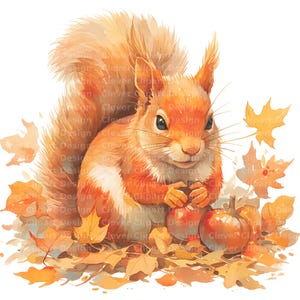 10 Squirrel Clipart, Watercolor Squirrel Art, Autumn Animal Printable ...