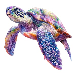 10 Watercolor Sea Turtle Clipart - Marine Life, Ocean Animal Art (PNG ...