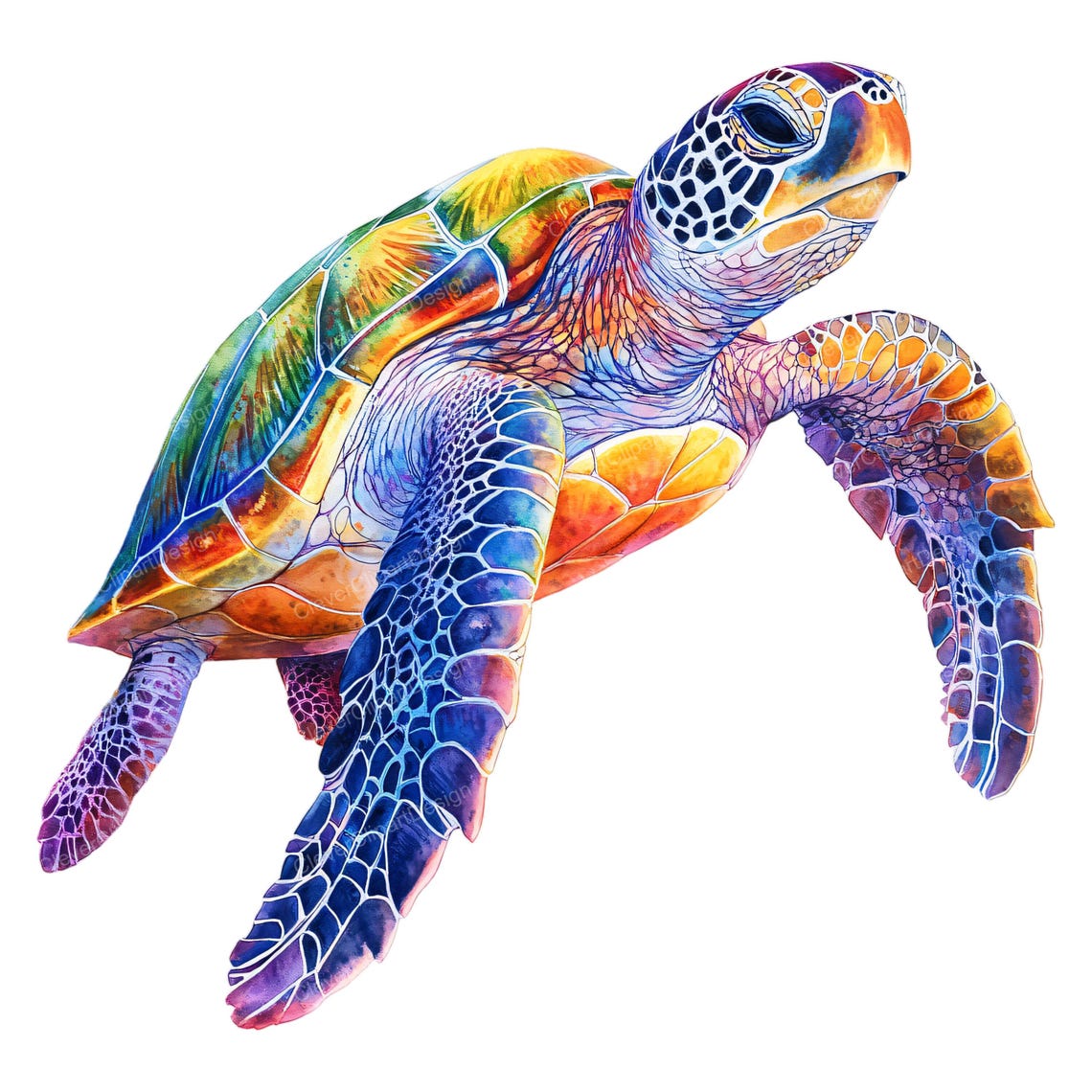 10 Watercolor Sea Turtle Clipart - Marine Life, Ocean Animal Art (PNG ...
