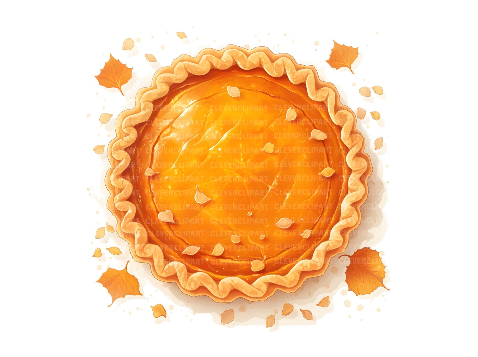 10 Pumpkin Pie Clipart - Watercolor Fall Dessert Slices, Thanksgiving ...