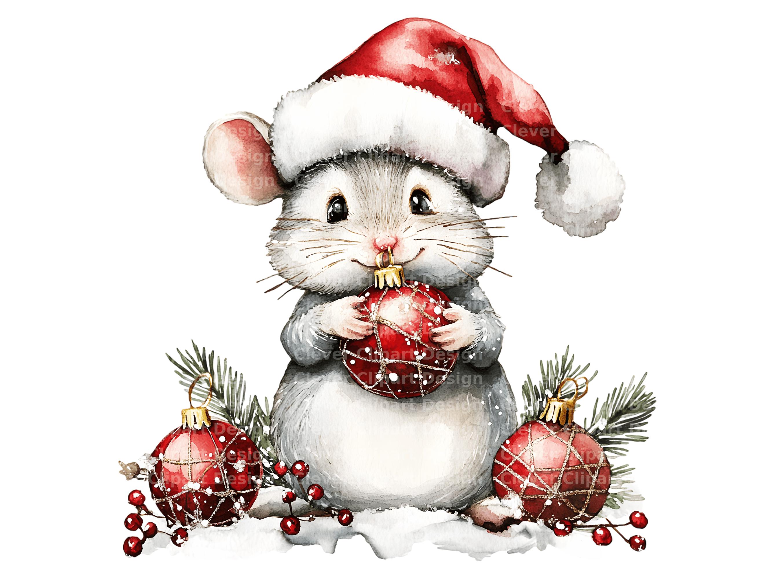 10 Christmas Mouse Clipart - Watercolor Holiday Mice PNG Bundle - Etsy