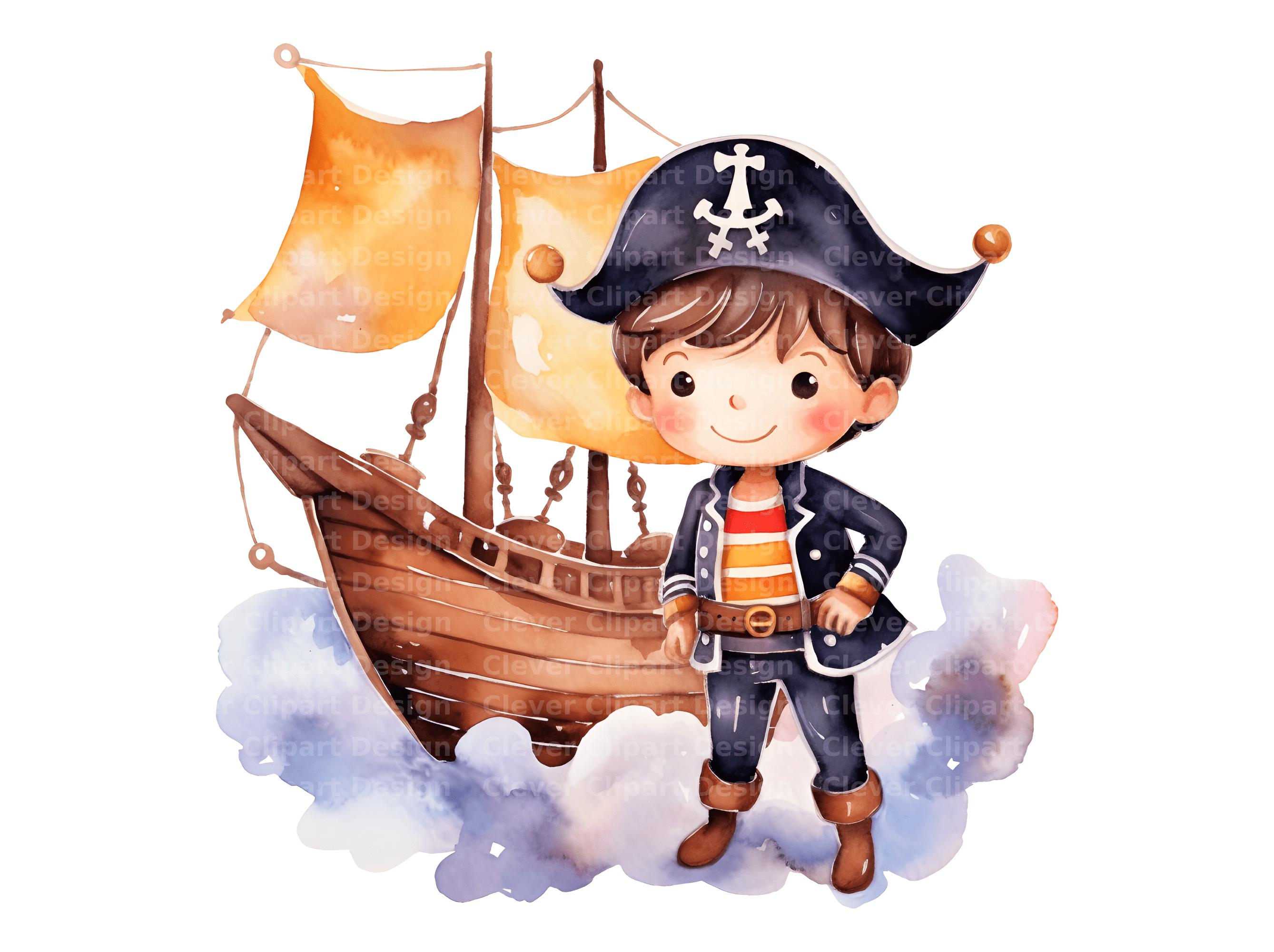 10 Cute Pirate Clipart, Nursery Pirate, Pirate PNG Bundle, Pirate ...