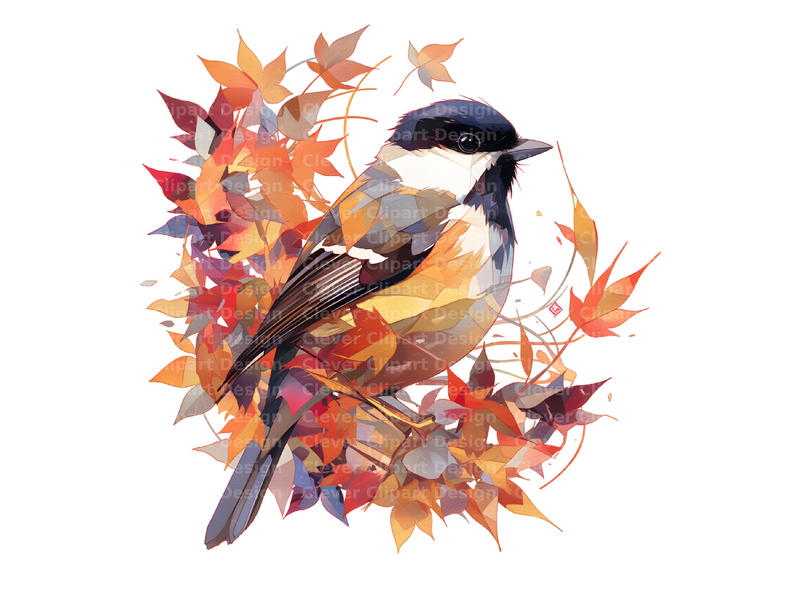 10 Autumn Bird Clipart, Fall Bird Clipart, Leaf Bird PNG, Bird PNG ...