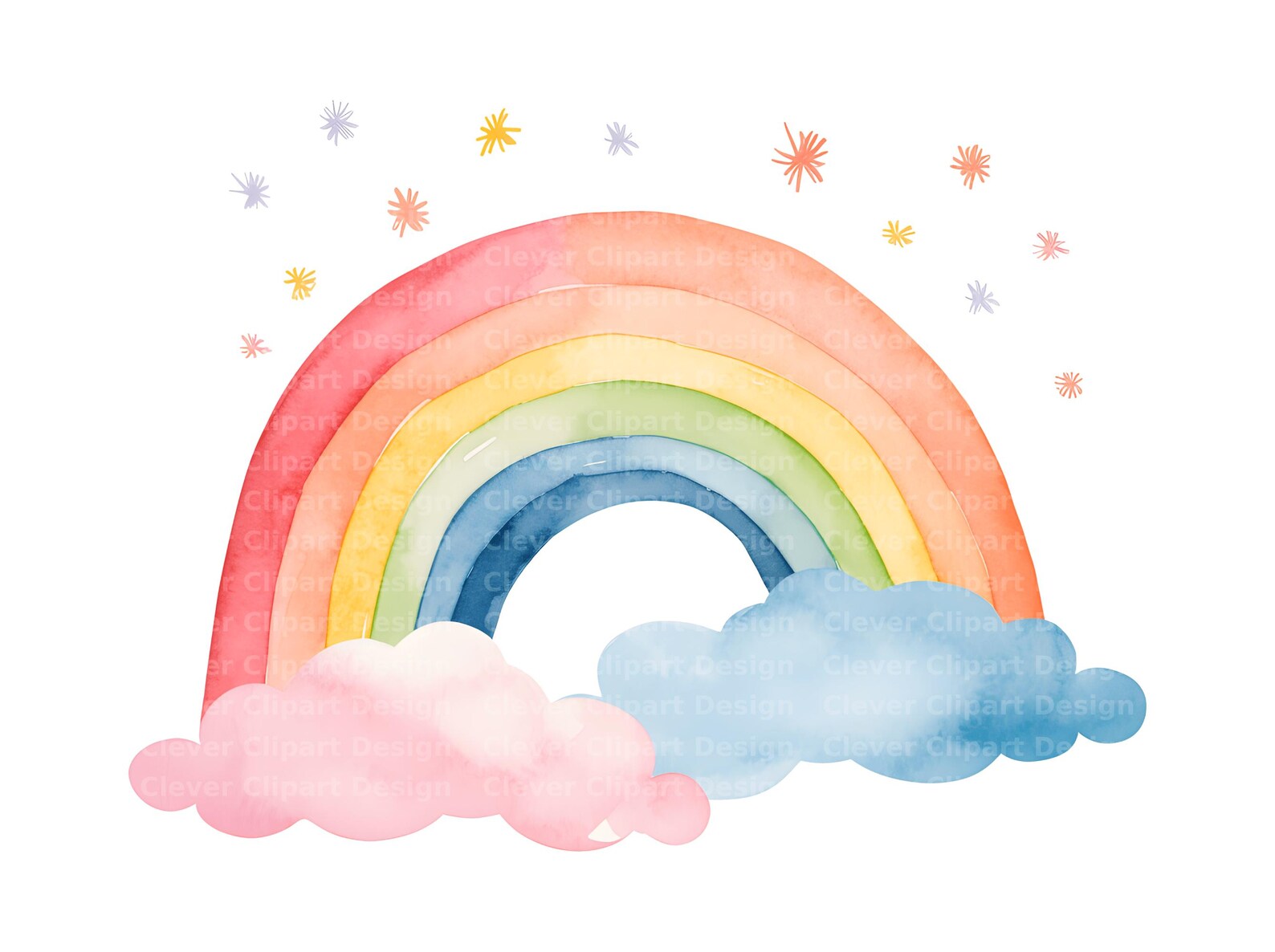 10 Cute Rainbow Clipart, Nursery Rainbow Art, Rainbow PNG Bundle ...