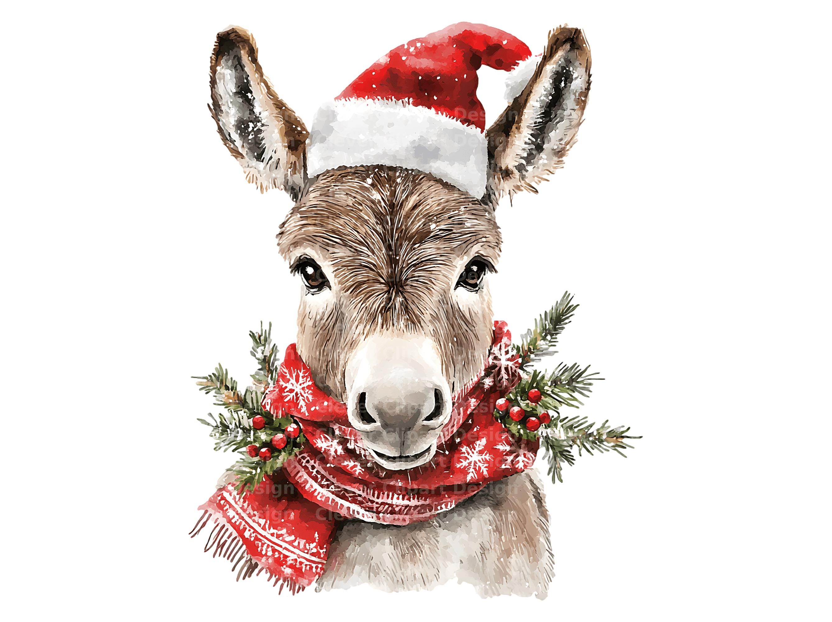 10 Christmas Donkey Clipart - Festive Donkey PNG Bundle - Etsy
