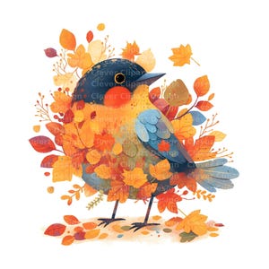 10 Autumn Bird Clipart, Fall Bird Clipart, Leaf Bird PNG, Bird PNG ...