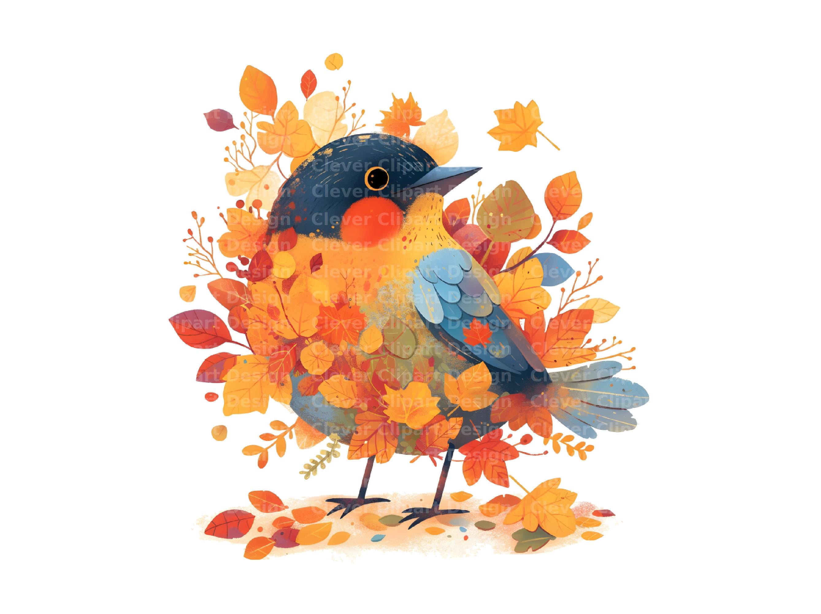 10 Autumn Bird Clipart, Fall Bird Clipart, Leaf Bird PNG, Bird PNG ...