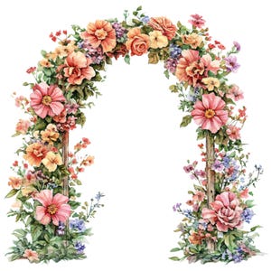 10 Floral Archway Clipart - Watercolor Wedding Arch With Flowers ...