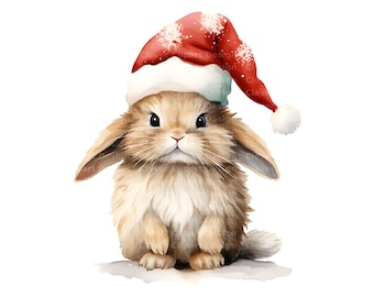 Christmas Bunny Clipart Set, Cute Watercolor Rabbits With Gifts ...
