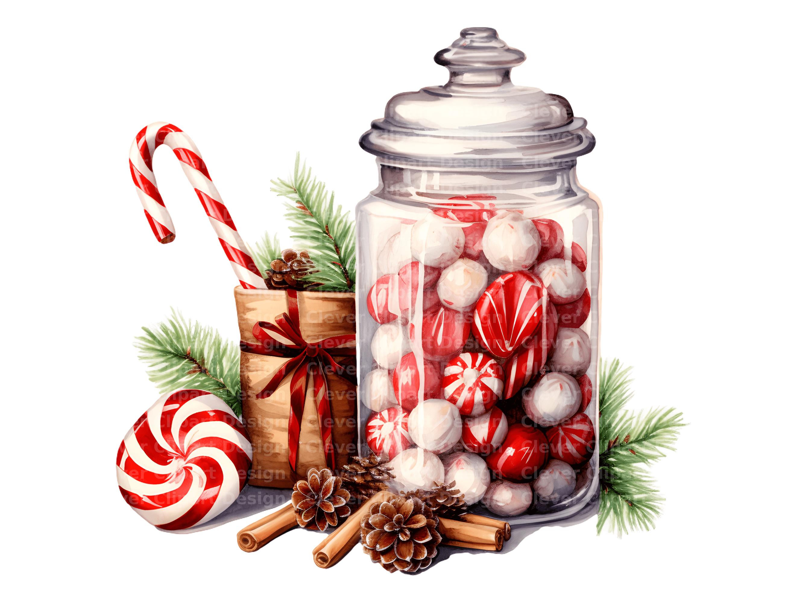 10 Candies Clipart, Christmas Candy Jar, Candies PNG Bundle, Christmas ...
