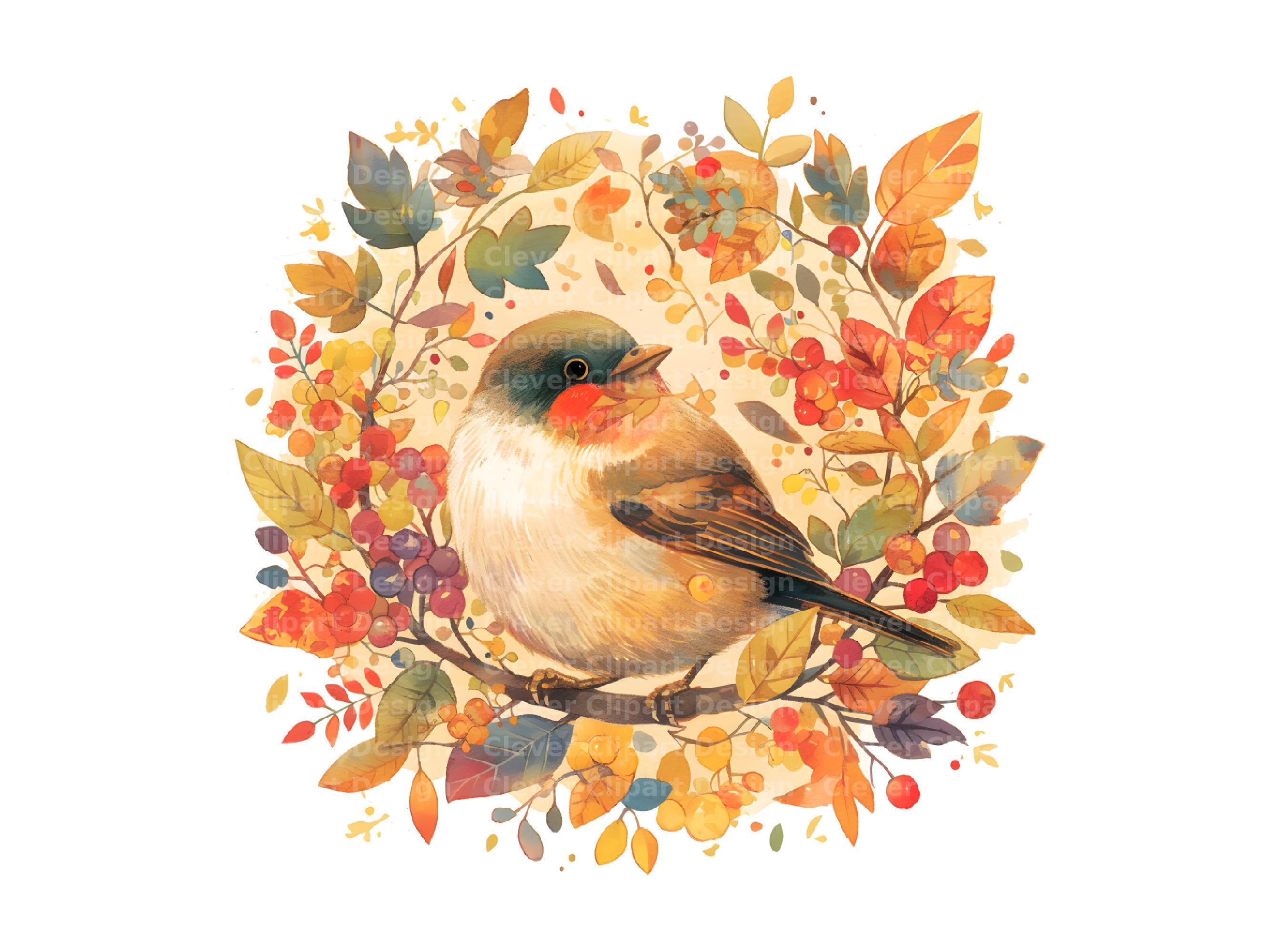 10 Autumn Bird Clipart, Fall Bird Clipart, Leaf Bird PNG, Bird PNG ...