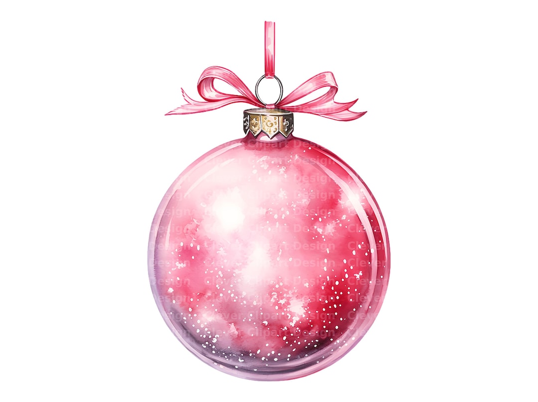 10 Vintage Christmas Bauble Clipart, Pink Bauble Clipart, Pink ...