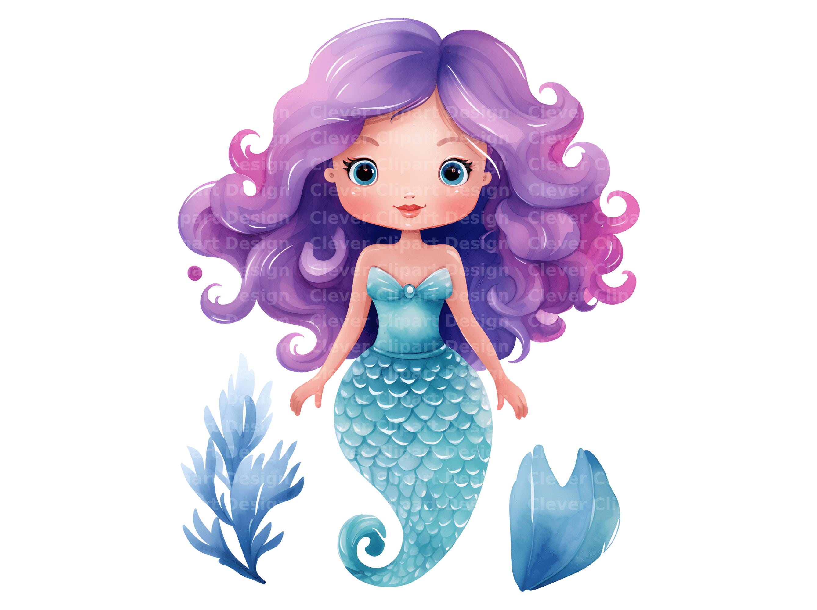 10 Cute Mermaid Clipart, Cartoon Mermaid PNG, Sea Siren Clipart ...