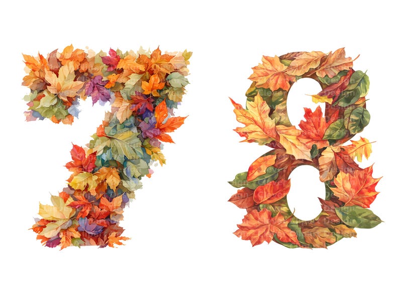 Fall Digits Clipart, Leaf Numbers PNG, Autumn Numbers, Leaf Digits PNG ...