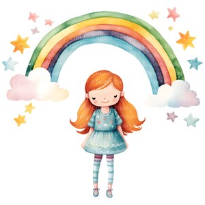 10 Cute Rainbow Clipart, Nursery Rainbow Art, Rainbow PNG Bundle ...
